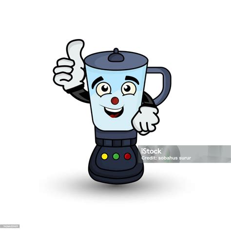 엄지 손가락으로 행복한 블렌더 마스코트 만화 캐릭터 그림 플랫 스타일 디자인 템플릿 벡터 선글라스에 대한 스톡 벡터 아트 및 기타 이미지 Istock