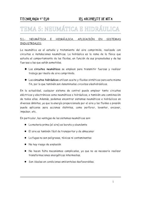 PDF TEMA NEUMÁTICA E HIDRÁULICA Los circuitos hidráulicos utilizan aceite