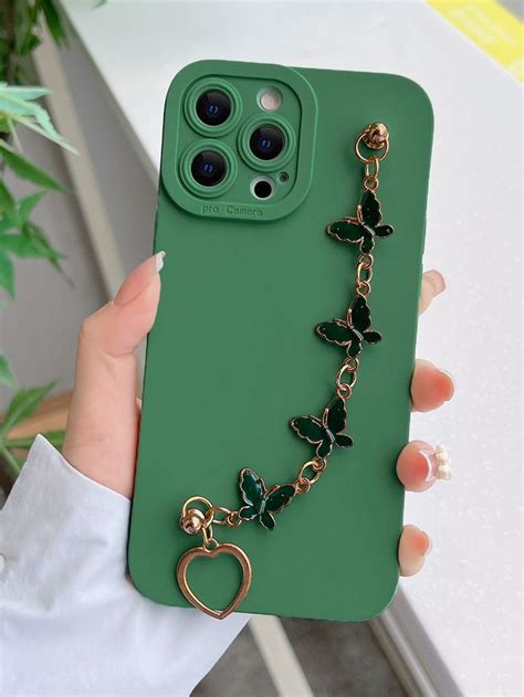 Plain Phone Case With Butterfly Decor Handstrap Capas De Telefone Diy