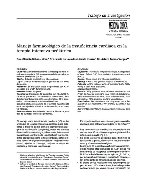 Pdf Manejo Farmacológico De La Insuficiencia Cardiaca En La Terapia