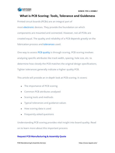 What Is Pcb Scoring Tools Tolerance And Guideness Pdf Printed
