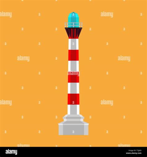 Lighthouse Sea Illustration Beacon Vector Icon Building Light Red