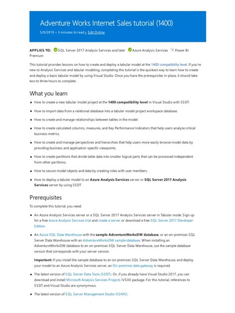 Tutorial Analysis Service Tabular Model Pdf Microsoft Sql Server Databases