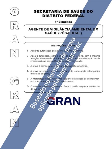 Ses Df 1 Simulado Agente De Vigilancia Ambiental Em Saude Avas Pos
