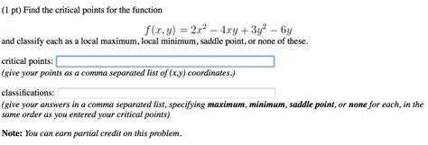 Solved Find The Critical Points For The Function F X Y Chegg