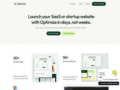 Optimize Saas And Startup Template Framplates Framer Templates