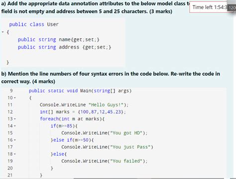 Solved A Add The Appropriate Data Annotation Attributes To Chegg Com