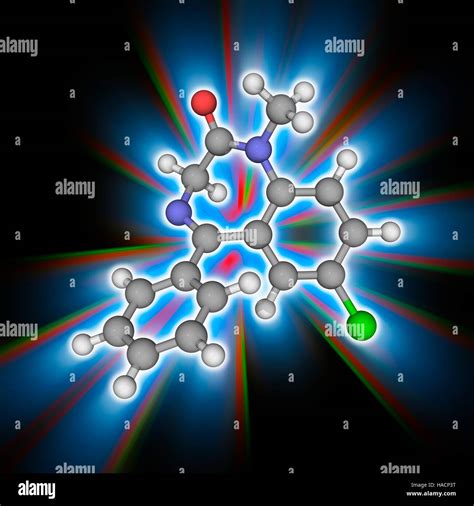 Diazepam Molecular Model Of The Benzodiazepine Drug Diazepam C16 H13