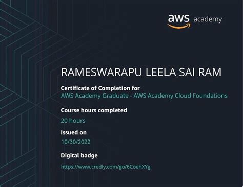 Sairam Rameswarapu On Linkedin Aws Cloudfoundations Awsacademy