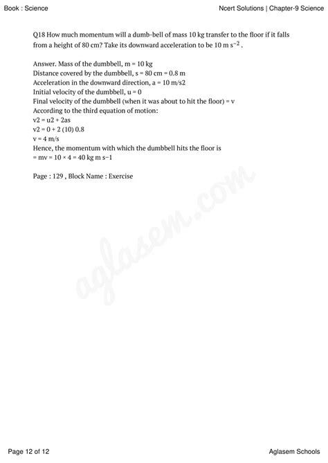 NCERT Solutions 2025 Class 9 Science Chapter 8 Force And Laws Of Motion