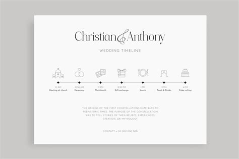 결혼식 시간표 템플릿 디자인 무료 벡터