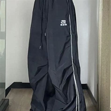 Black Wide Leg Parachute Pants Depop