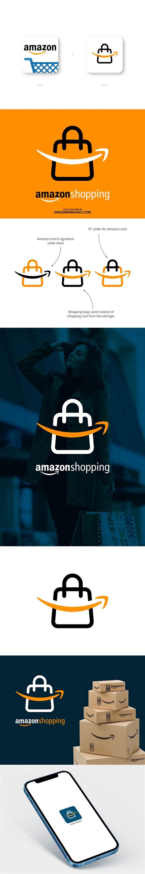 Amazon Shopping App Icon Logo Redesign⁠ Logo Design Logo Concept