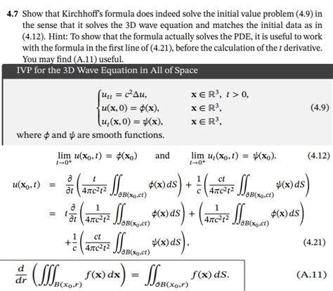 Solved 47 ﻿show That Kirchhoffs Formula Does Indeed Solve