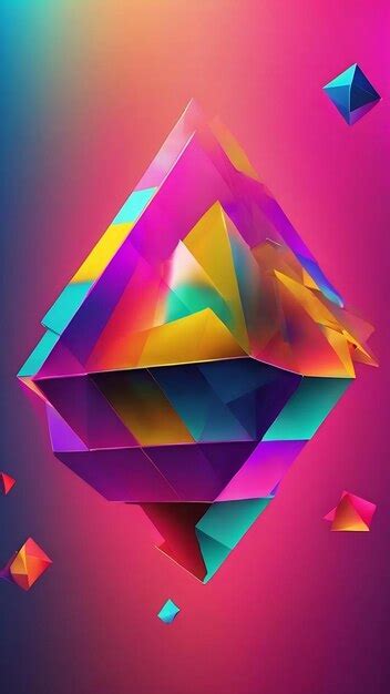 Neon Color Triangle Cube Cube Shape 80s Abstract Gradient Triangle