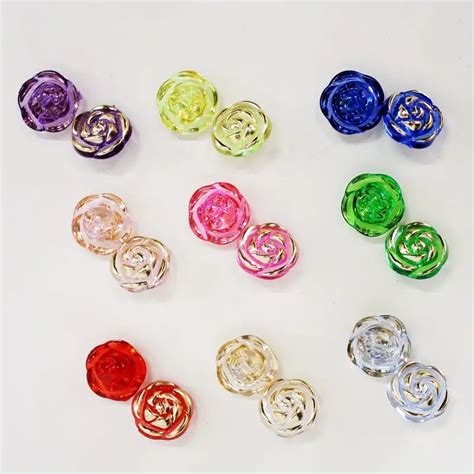 20 개갑 팩 아크릴 황금 장미 모양 단추 캔디 컬러 꽃 모양 단추 스웨터 셔츠 의류 단추 Arts Crafts And Sewing Temu Korea