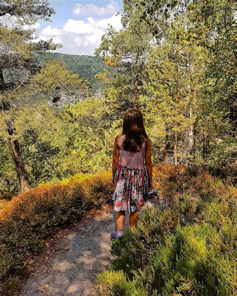 Premium Photo Rear View Of Girl Standing On Footpath In Forest