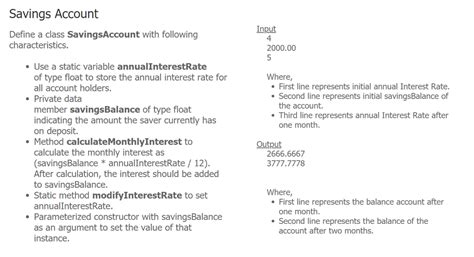 Solved Savings Account Define A Class SavingsAccount With Chegg