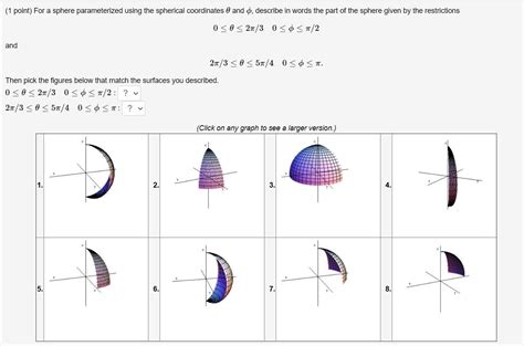 Solved 1 Point For A Sphere Parameterized Using The