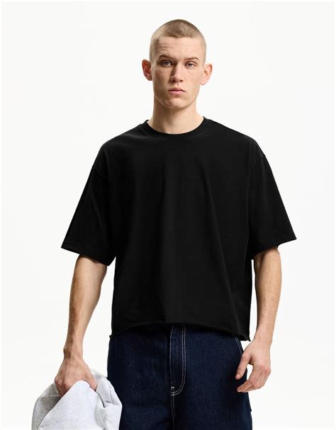 Short Sleeve Cropped T Shirt Men Bershka