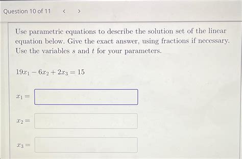 solved question 10 ﻿of 11use parametric equations to