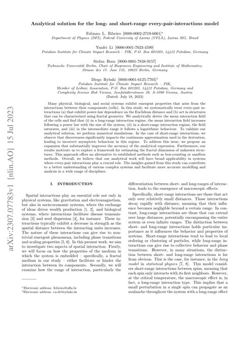Pdf Analytical Solution For The Long And Short Range Every Pair Interactions Model
