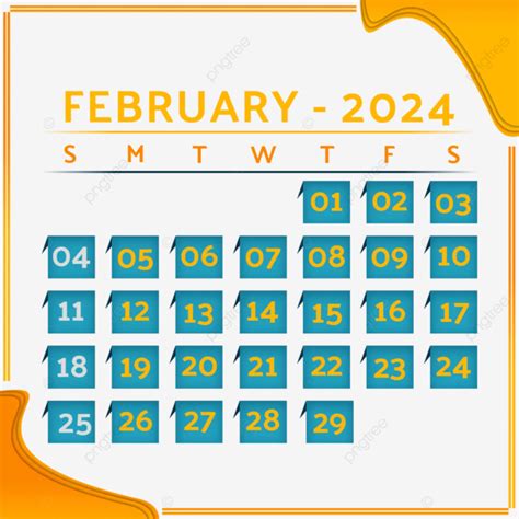 2024년 2월 달력 달력 월간 달력 월별 달력 2024 Png 일러스트 및 Psd 이미지 무료 다운로드 Pngtree