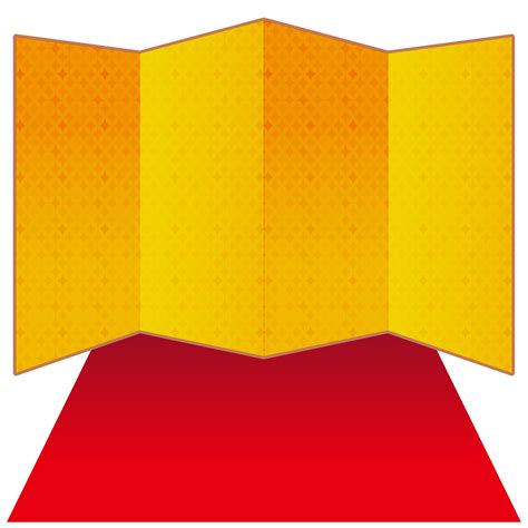 商用フリー・無料イラスト縁起物金屏風02赤 商用okフリー素材集「ナイスなイラスト」