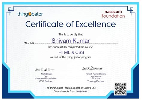Shivam Kumar On Linkedin Html Css Certification Ciscothingqbator Webdevelopment Digitalskills
