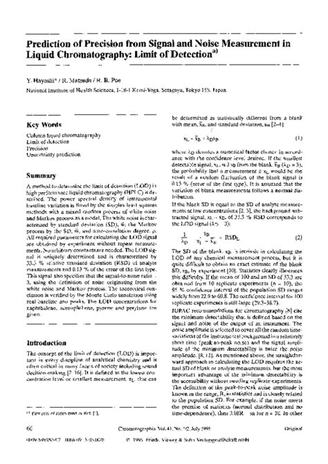 Pdf Prediction Of Precision From Signal And Noise Measurement In
