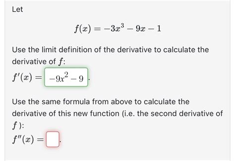 Solved Letf X 3x3 9x 1Use The Limit Definition Of The Chegg