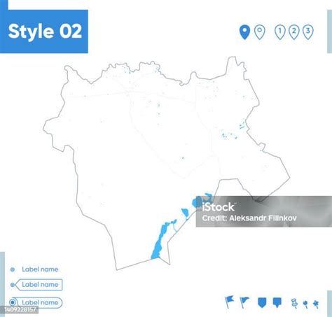 Aktobe Kazakhstan Carte De Lavc Isolée Sur Fond Blanc Avec De Leau Et