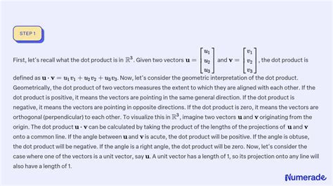 Solvedgive A Geometric Interpretation Of The Dot Product In ℝ3 What