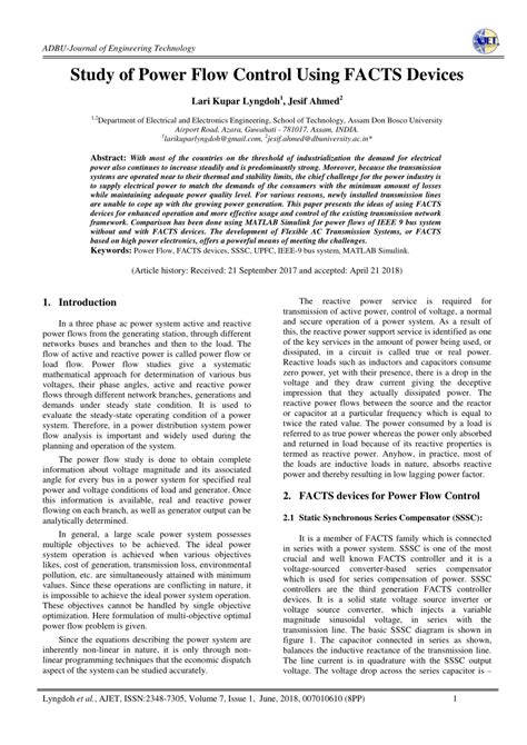 (PDF) Study of Power Flow Control Using FACTS Devices