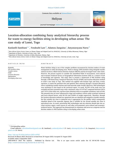 Pdf Location Allocation Combining Fuzzy Analytical Hierarchy Process