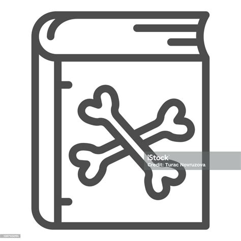 書與跨骨線圖標萬聖節概念拼書符號標誌在白色背景書的魔法圖標在大綱風格為移動概念和網頁設計向量圖形向量圖形及更多中古時代圖片 Istock
