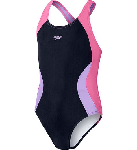 Speedo Swimsuit Colourblock Spiritback Navypurple