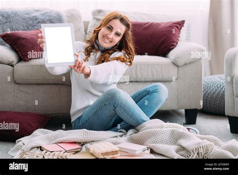 Successful Social Media Influencer Lady Tablet Stock Photo Alamy