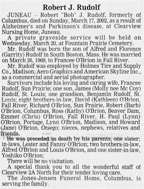 Bob Rudolf Obituary ™