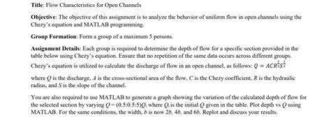 Solved Title Flow Characteristics For Open Chegg