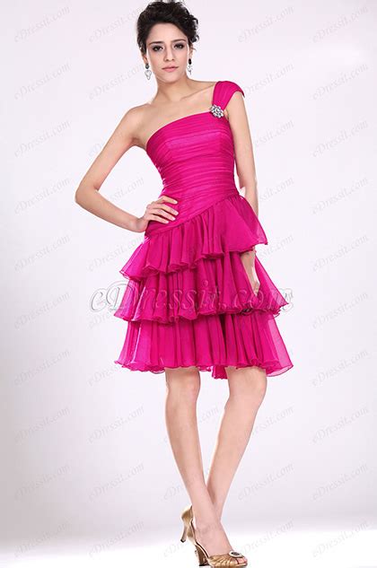 Edressit New Adoral Pink One Shoulder Party Dress 04116812