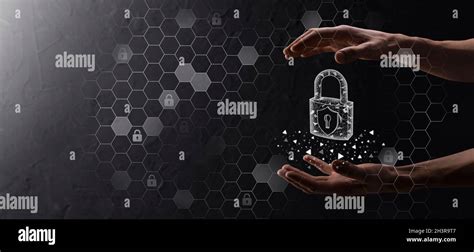 Cyber Security Network Padlock Icon And Internet Technology Networking Businessman Protecting