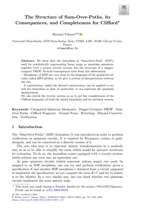 Pdf The Structure Of Sum Over Paths Its Consequences And
