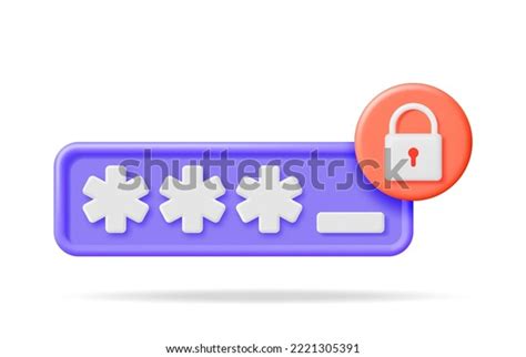 3d password field padlock isolated render stock vector royalty free