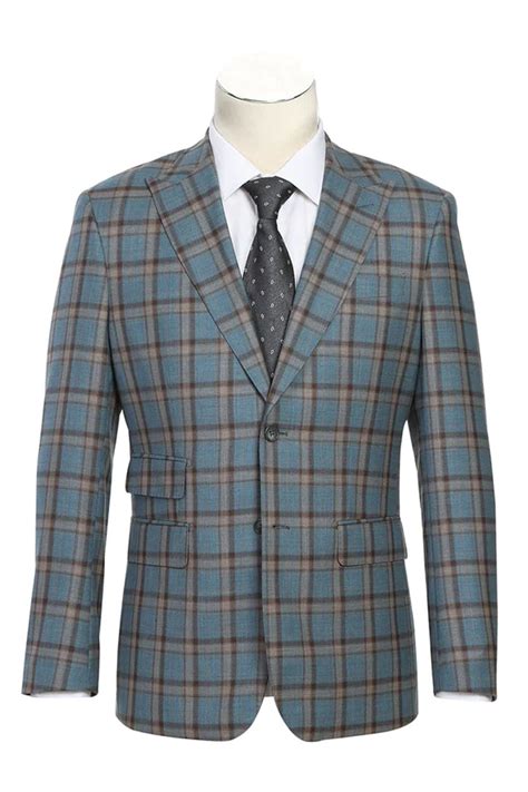 Mens Designer Two Button Slim Fit Peak Lapel Wool Suit In Grey And Bronz