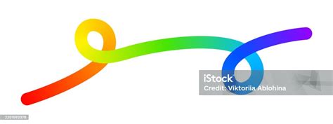 무지개색의 곡선 라인 루프가 있는 다채로운 구불구불한 선 Lgbt 디자인 요소 흰색 배경에 고립 된 그라디언트 효과가 있는 유기