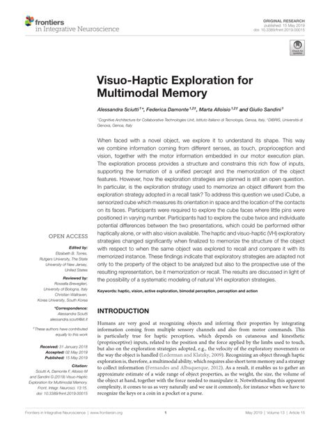 Pdf Visuo Haptic Exploration For Multimodal Memory