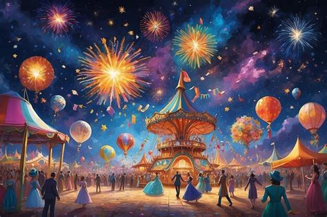 Premium Photo Celestial Carnival Depict A Cosmic Carnival Where