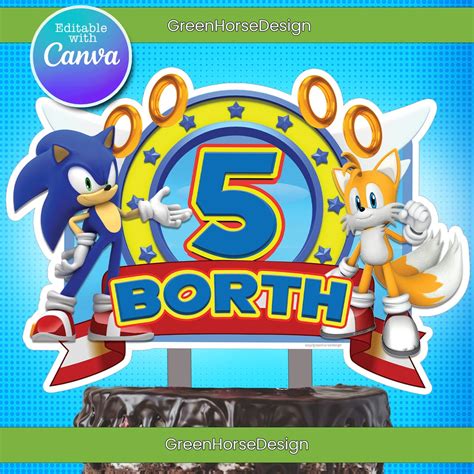 Sonic The Hedgehog Happy Birthday Custom Cake Topper Personalize Name