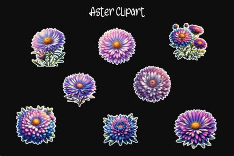 Aster Clipart Graphic By Charmsnkissesxoxo · Creative Fabrica
